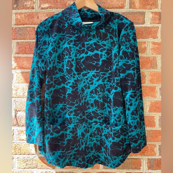 Komil | Tops | Komil S Artsy Blue Aqua Lagenlook Cowl Neck Velour Made ...